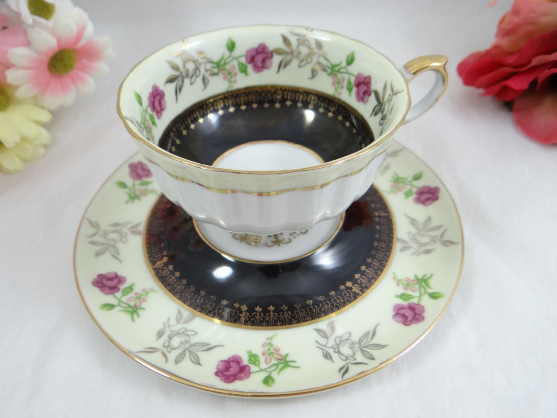 1950s Lefton Raised Pedestal Teacup and Saucer Set Outstanding - Etsy