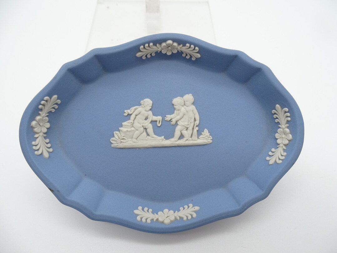Vintage Beautiful Wedgwood Blue Jasperware English Bone China "cupid ...