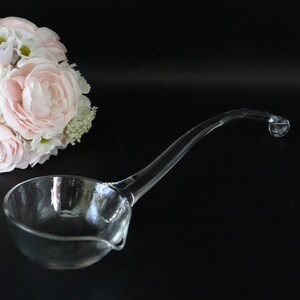 Vintage Hand Blown Clear Glass Punch Bowl Ladle a 11.5 Long Handblown ...
