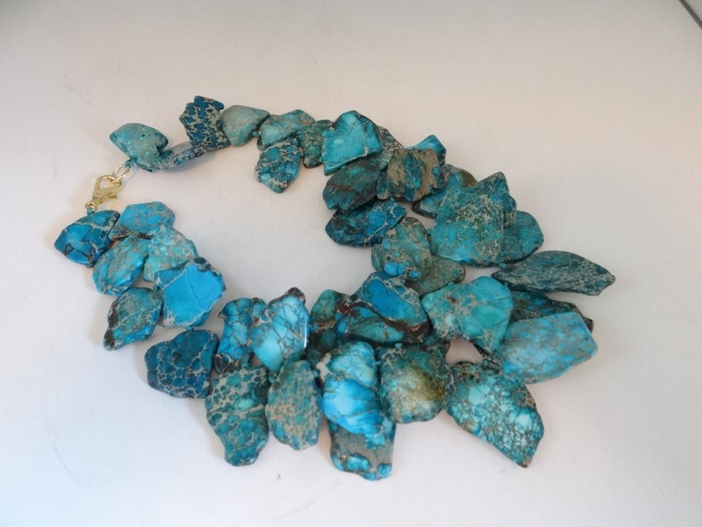 Vintage Turquoise Blue Bead Hand Knotted Chunky Necklace - Etsy