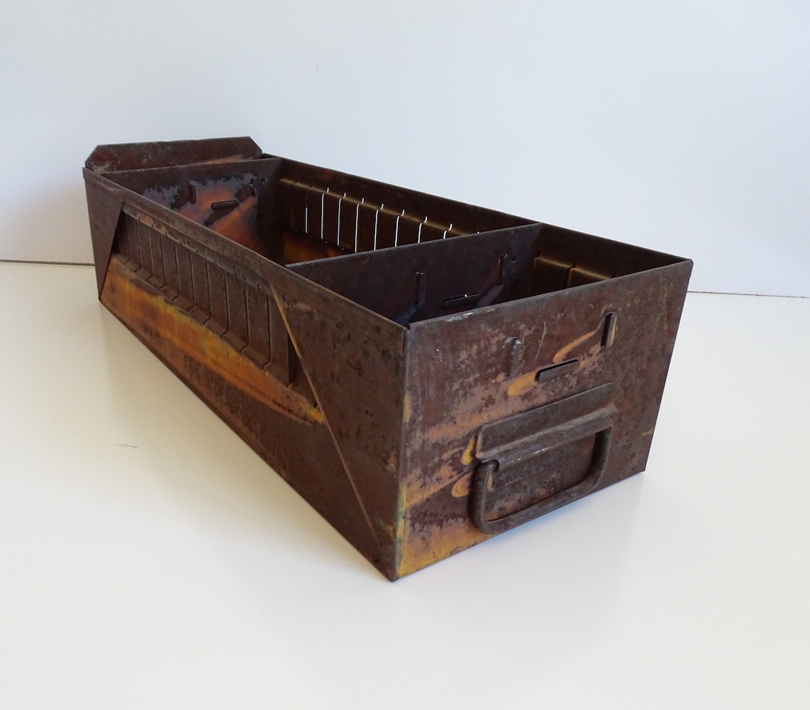 Vintage Rusted Metal Storage Box Industrial Decor Loft - Etsy
