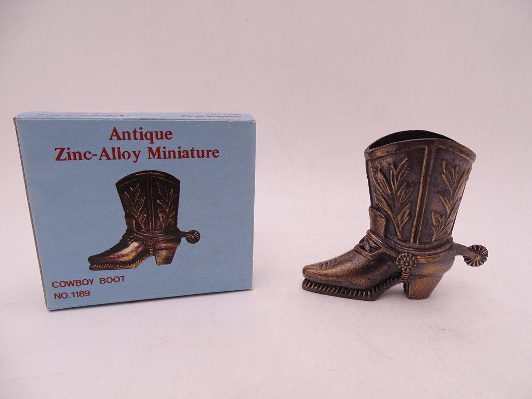 Vintage Diecast Antique Cowboy Boot Pencil Sharpener in Original Box No ...