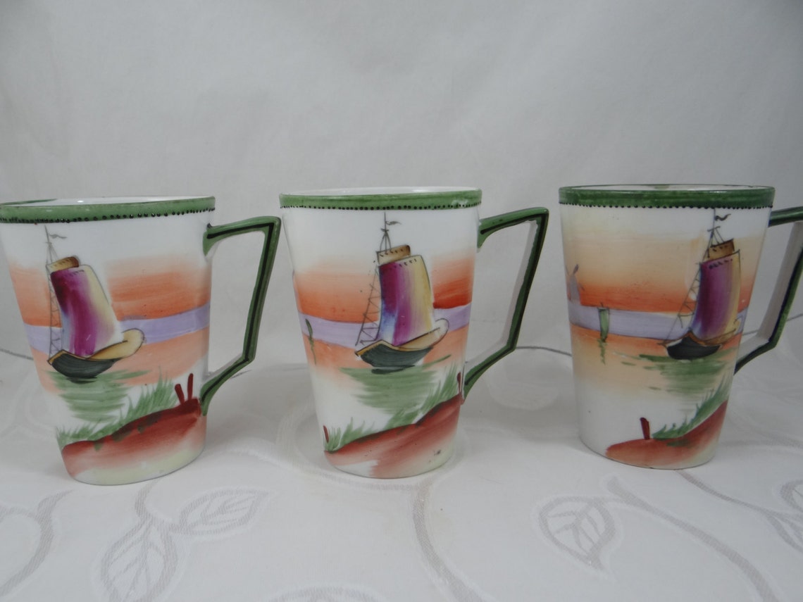 Large Hand Painted Nippon E-oh Water Milk Lemonade Pitcher Set - Etsy