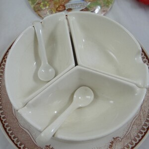 Vintage Covered 3 Segment Round Condiment Serving Relish Dish - Etsy