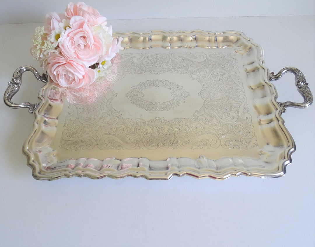 Vintage Sheridan Silver Company Silverplate Footed Butler's Tray With ...