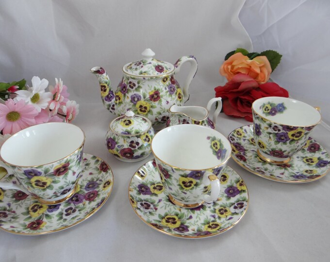 Royal Patrician English Bone China Tea Set Teapot Teacups Creamer and ...