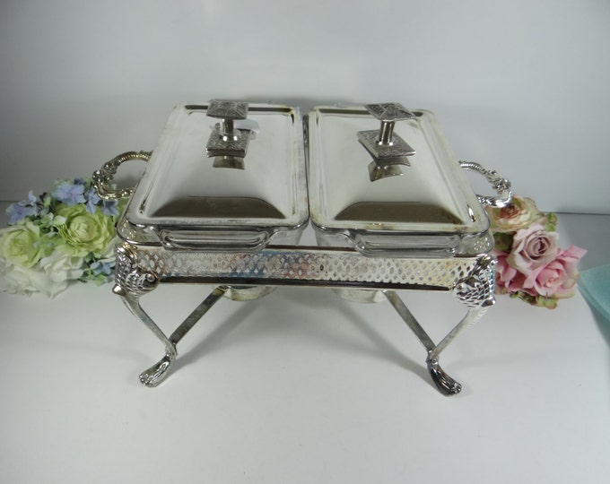 Silverplate Two Section Divided Covered Casserole Dish Warmer - Etsy