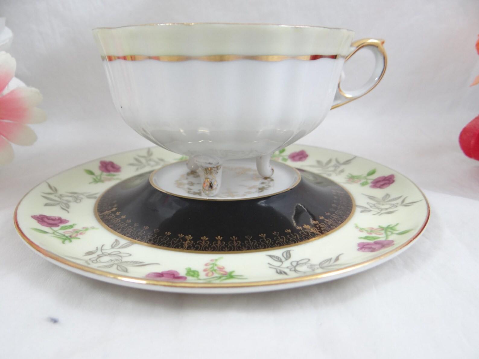 1950s Lefton Raised Pedestal Teacup and Saucer Set Outstanding | Etsy