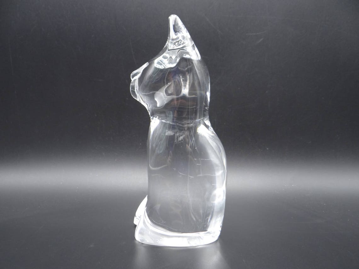 Vintage Large Signed Daum France Art Studio Crystal Cat | Etsy