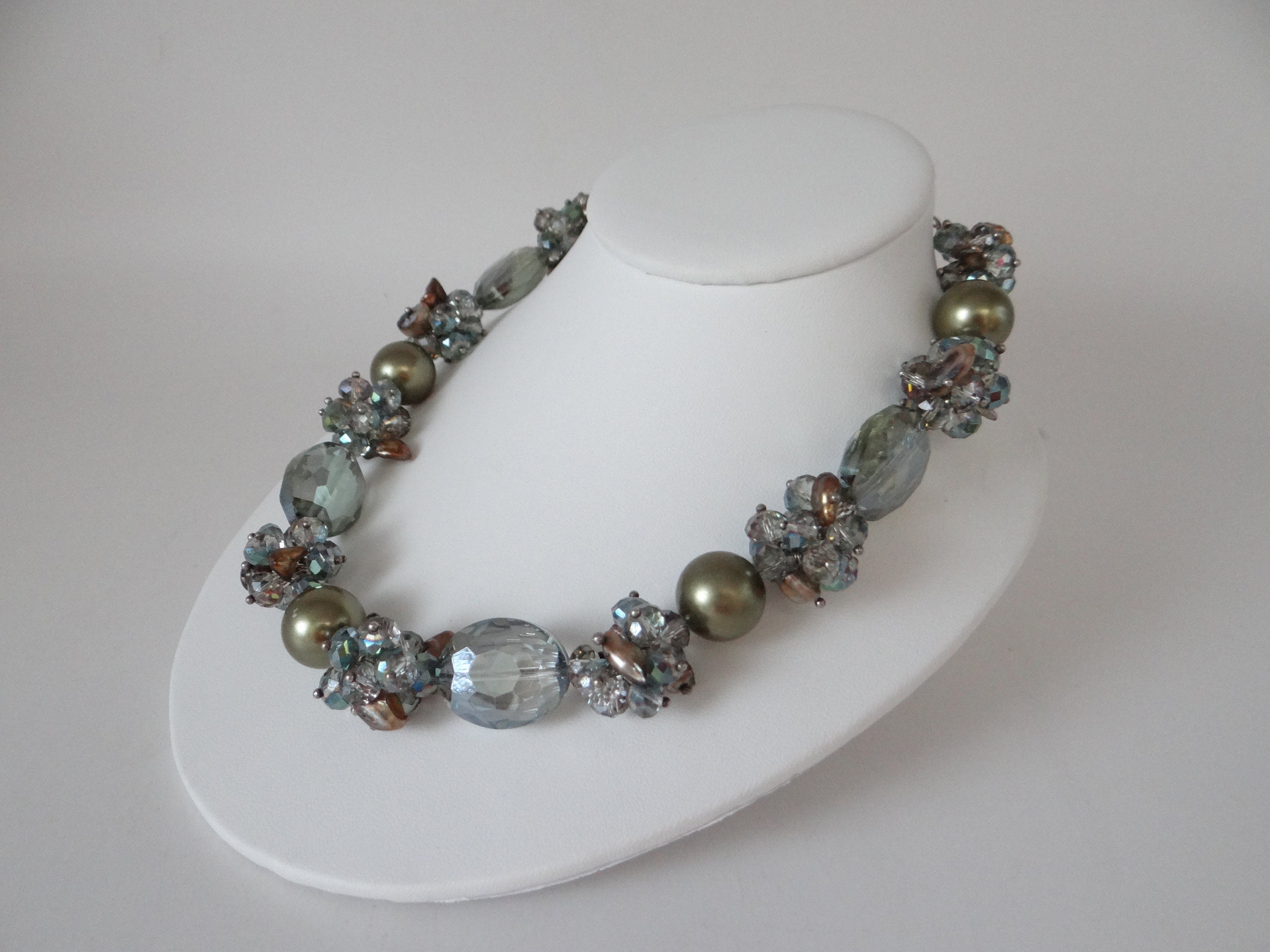 Shades of Gray and Blue Beaded Necklace Sparkling Vintage | Etsy