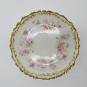 C1900s Set of 12 Bawo Dotter Elite Limoges Pink Floral Double Trim ...