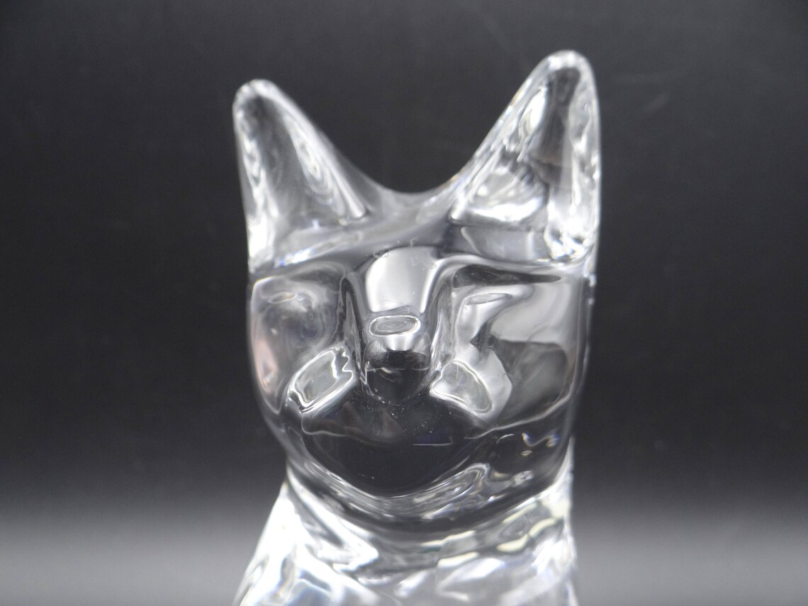 Vintage Large Signed Daum France Art Studio Crystal Cat | Etsy