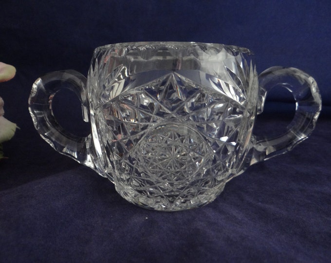 Vintage Hobstar Whirling Star Cut Glass Sugar Bowl American - Etsy