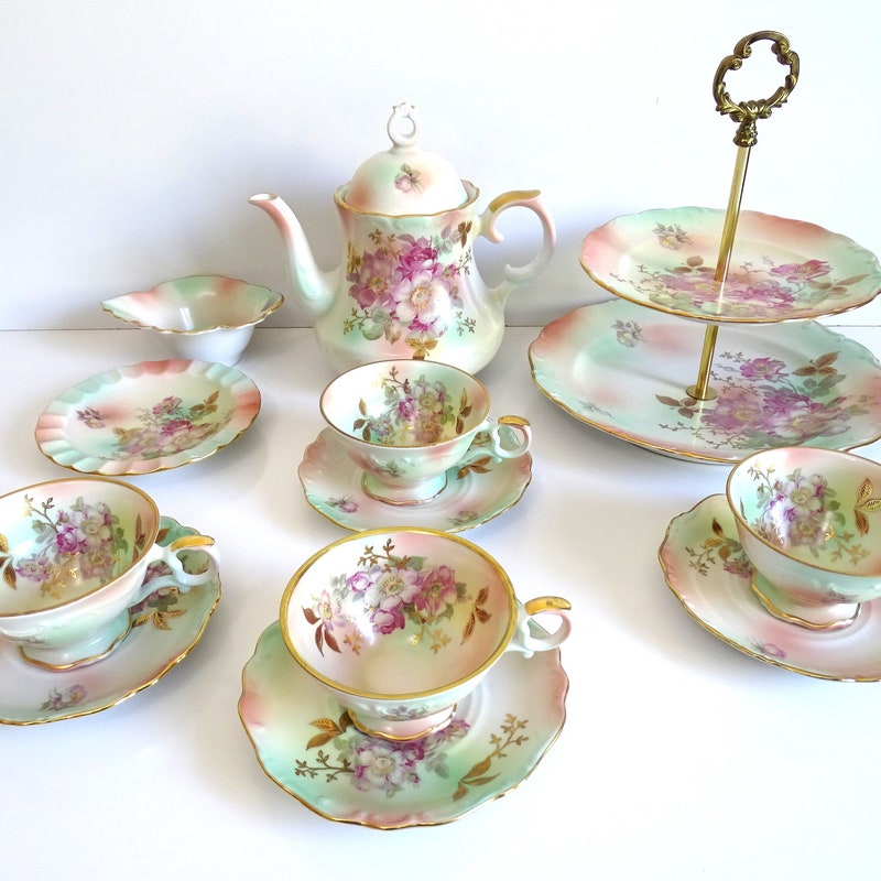 Pink Rose Tea Set - Etsy