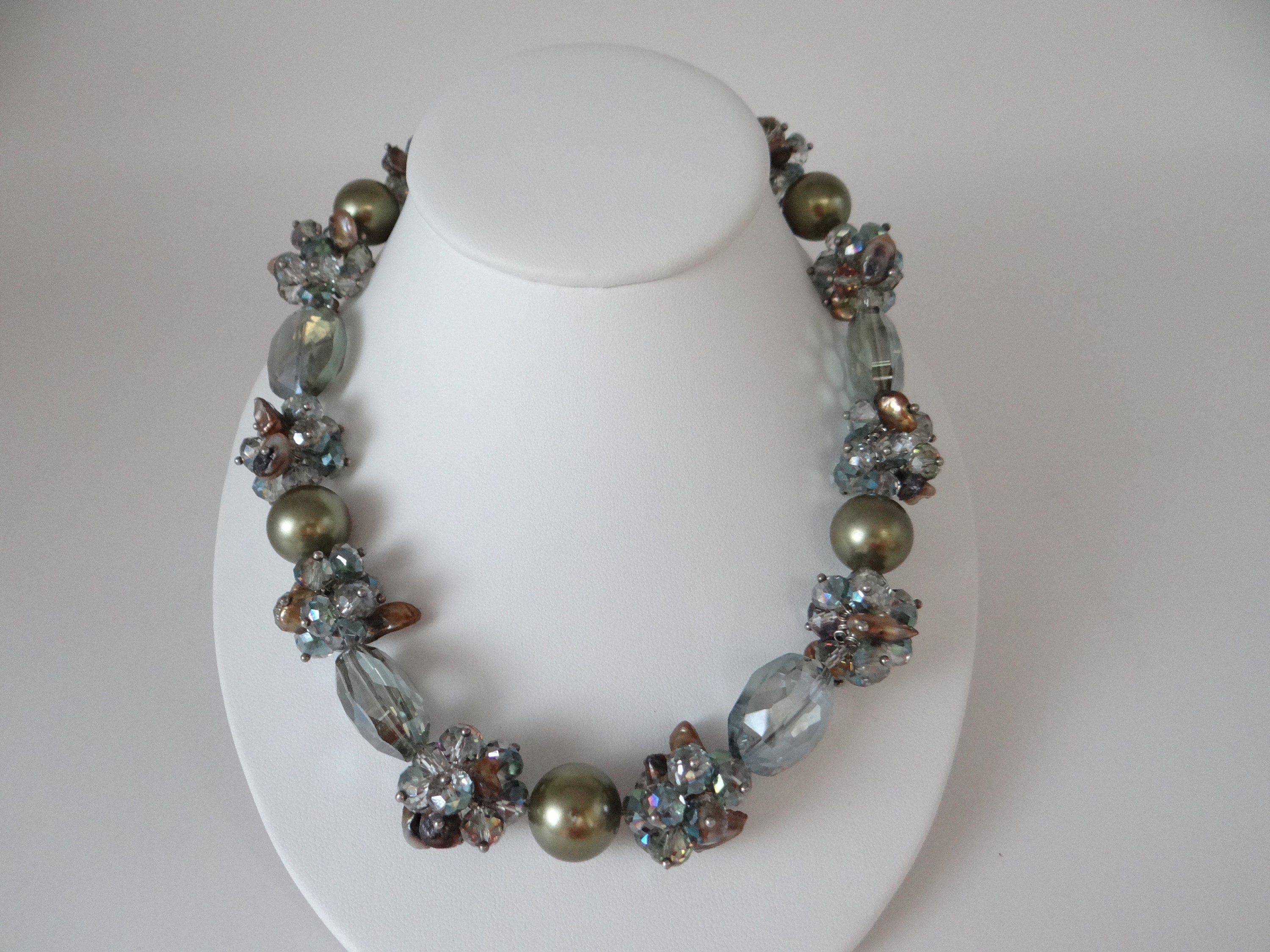 Shades of Gray and Blue Beaded Necklace Sparkling Vintage | Etsy