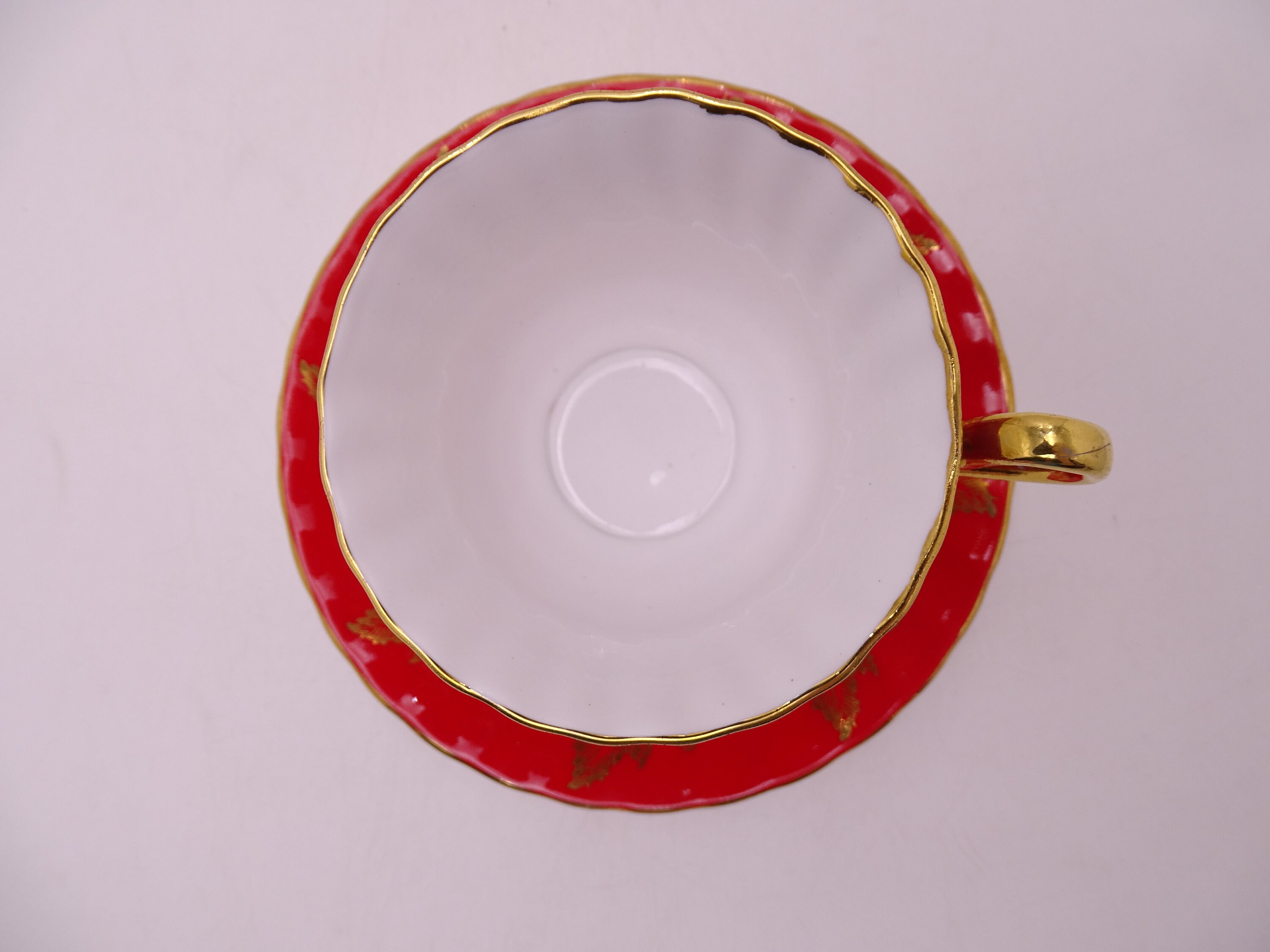 Vintage 1940s H&M Sutherland English Bone China Red and Gold Teacup and ...