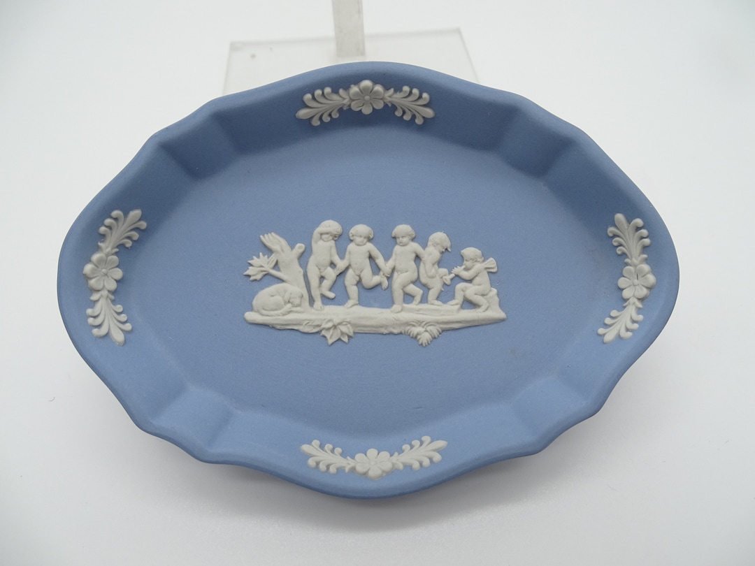 Vintage Beautiful Wedgwood Blue Jasperware English Bone China "cupid ...