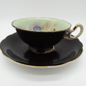 Vintage Wako Japan Fruit Design Green and Black Teacup and Saucer Tea ...