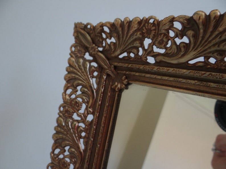 Large Mirrored Vanity Tray With Gold Tone Scalloped Filigree - Etsy