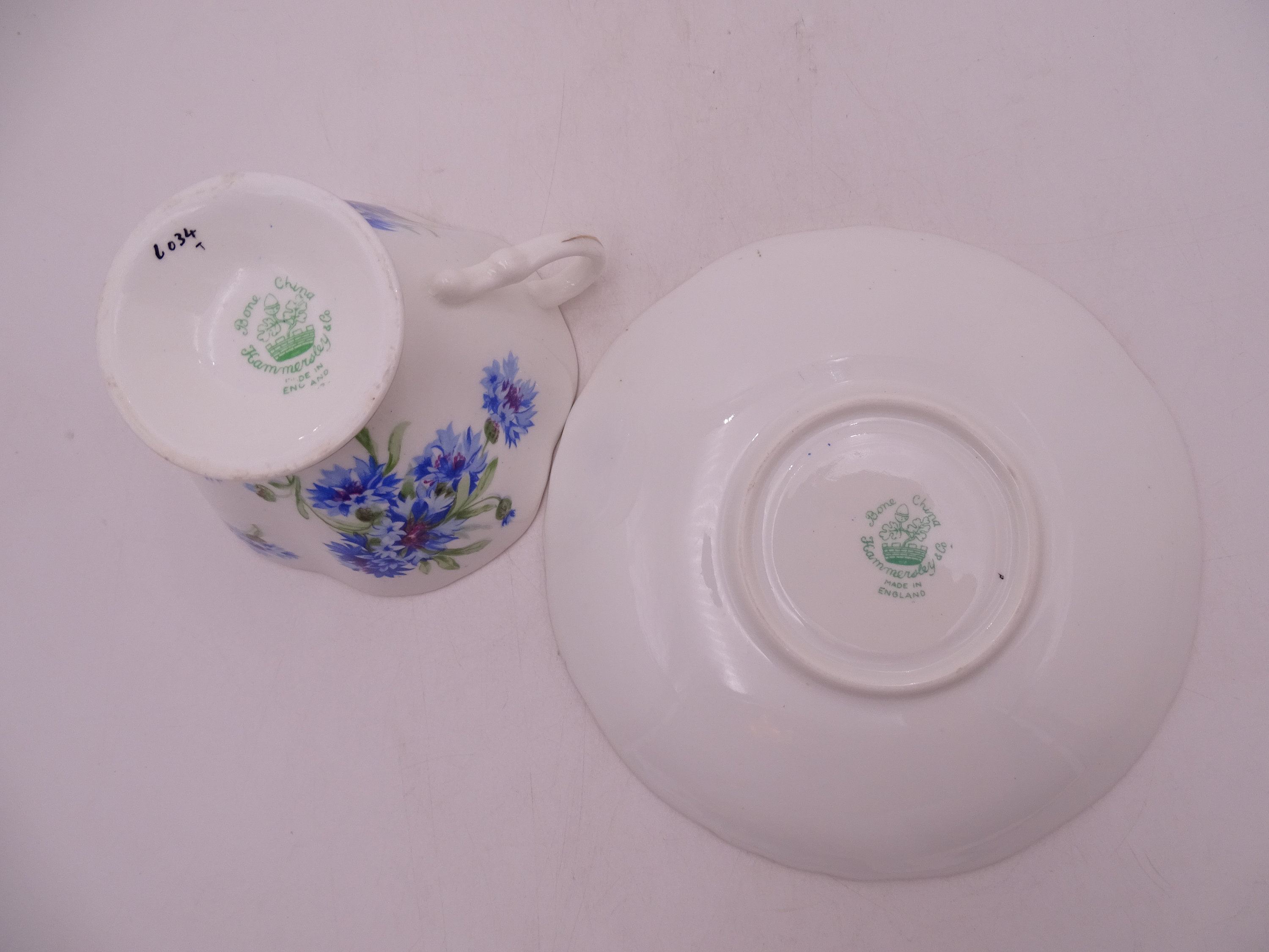 Vintage Hammersley & Co English Bone China Blue Floral Teacup | Etsy