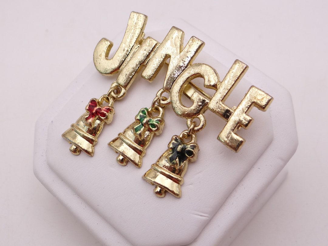 Vintage Gold Tone Jingle Bells With Dangling Bells on a Gold Tone ...
