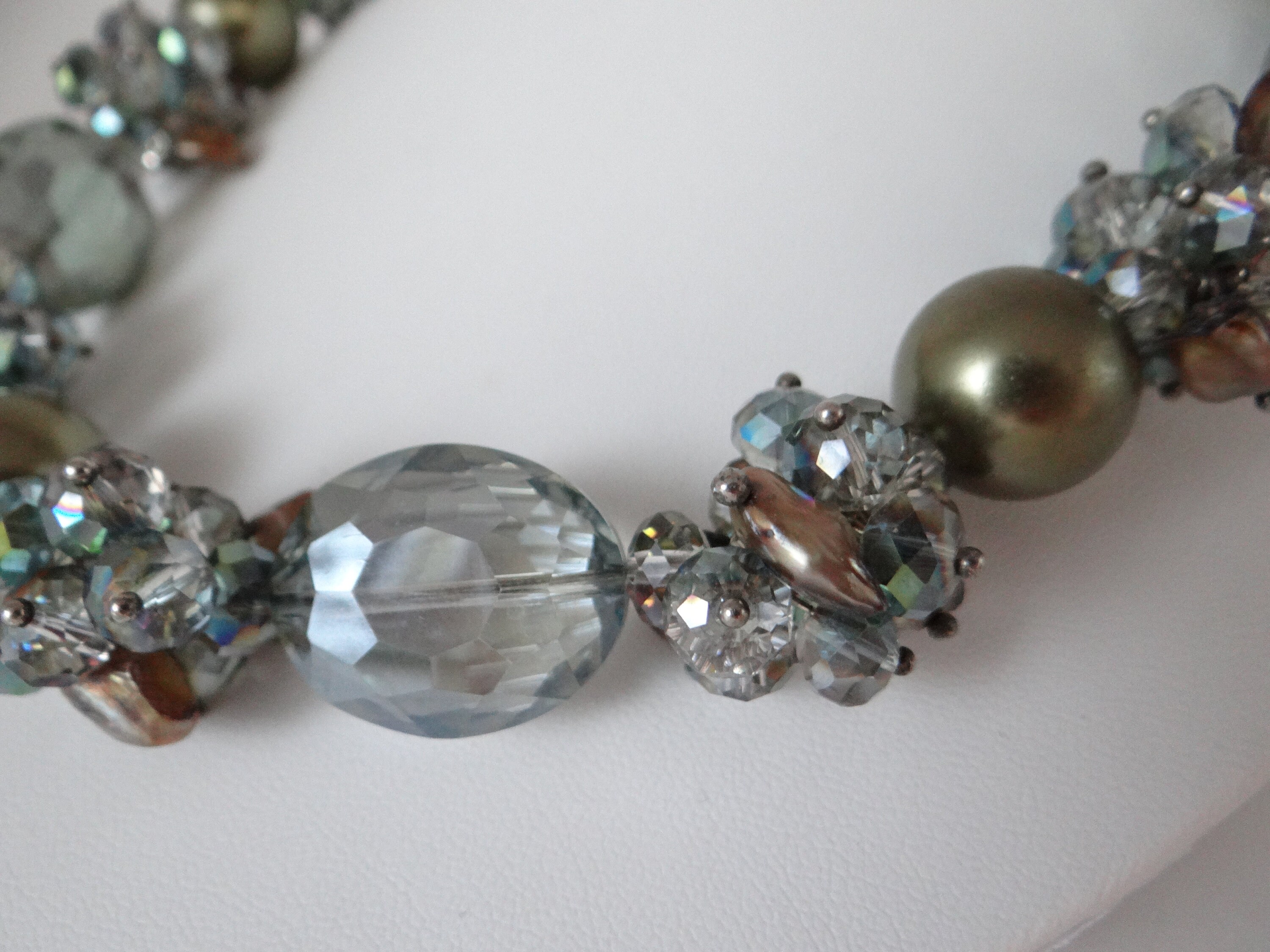 Shades of Gray and Blue Beaded Necklace Sparkling Vintage | Etsy