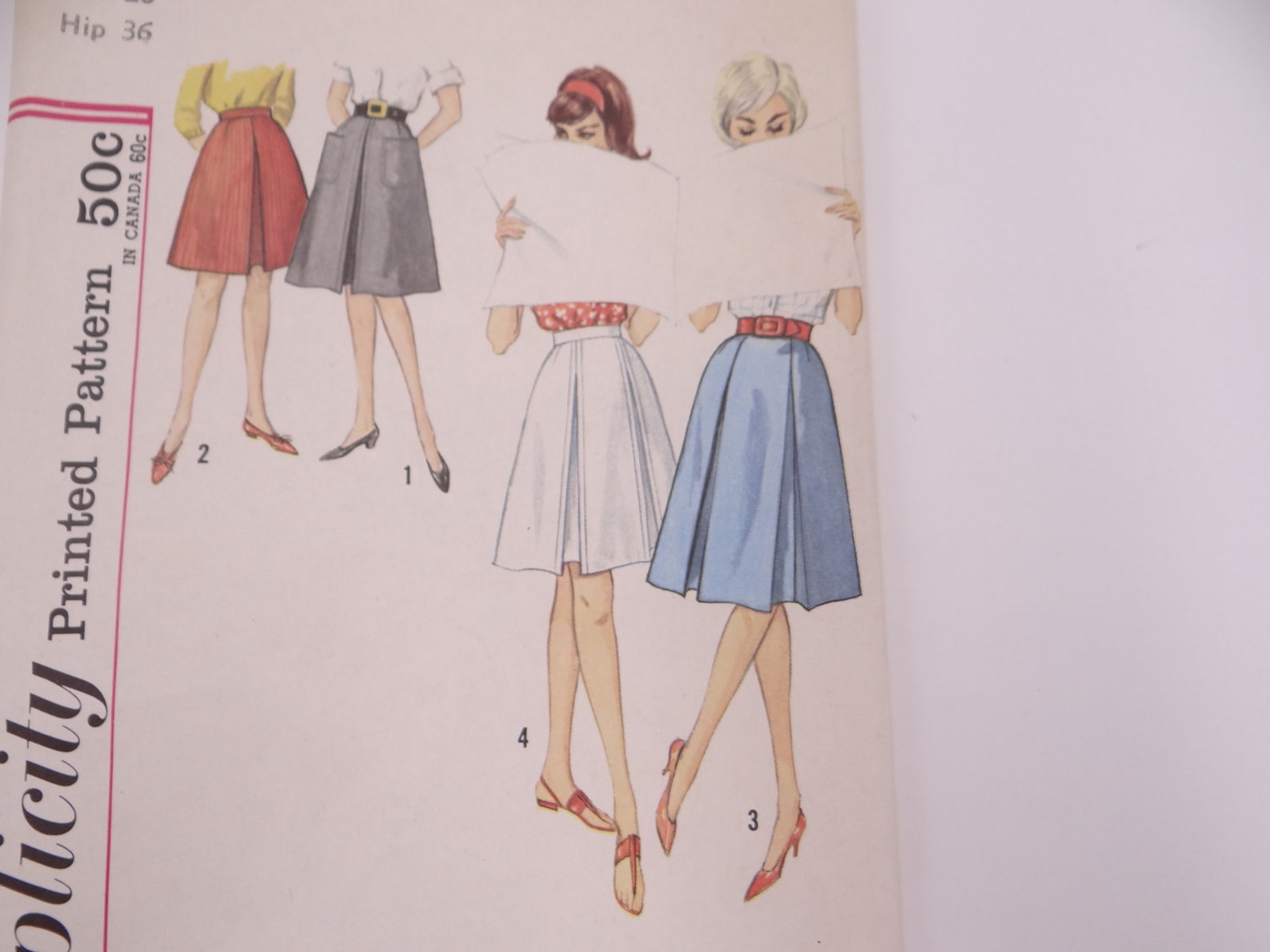 Vintage 1950s Simplicity Pattern #4896 Waist 26 Hip 36 - 1950s Full ...