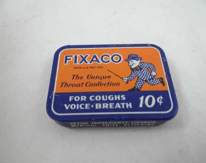 1930s Vintage Fixaco the Unique Throat Confection Tin - Etsy 1930s Vintage Fixaco the Unique Throat Confection Tin - Etsy