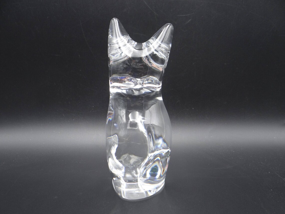 Vintage Large Signed Daum France Art Studio Crystal Cat | Etsy