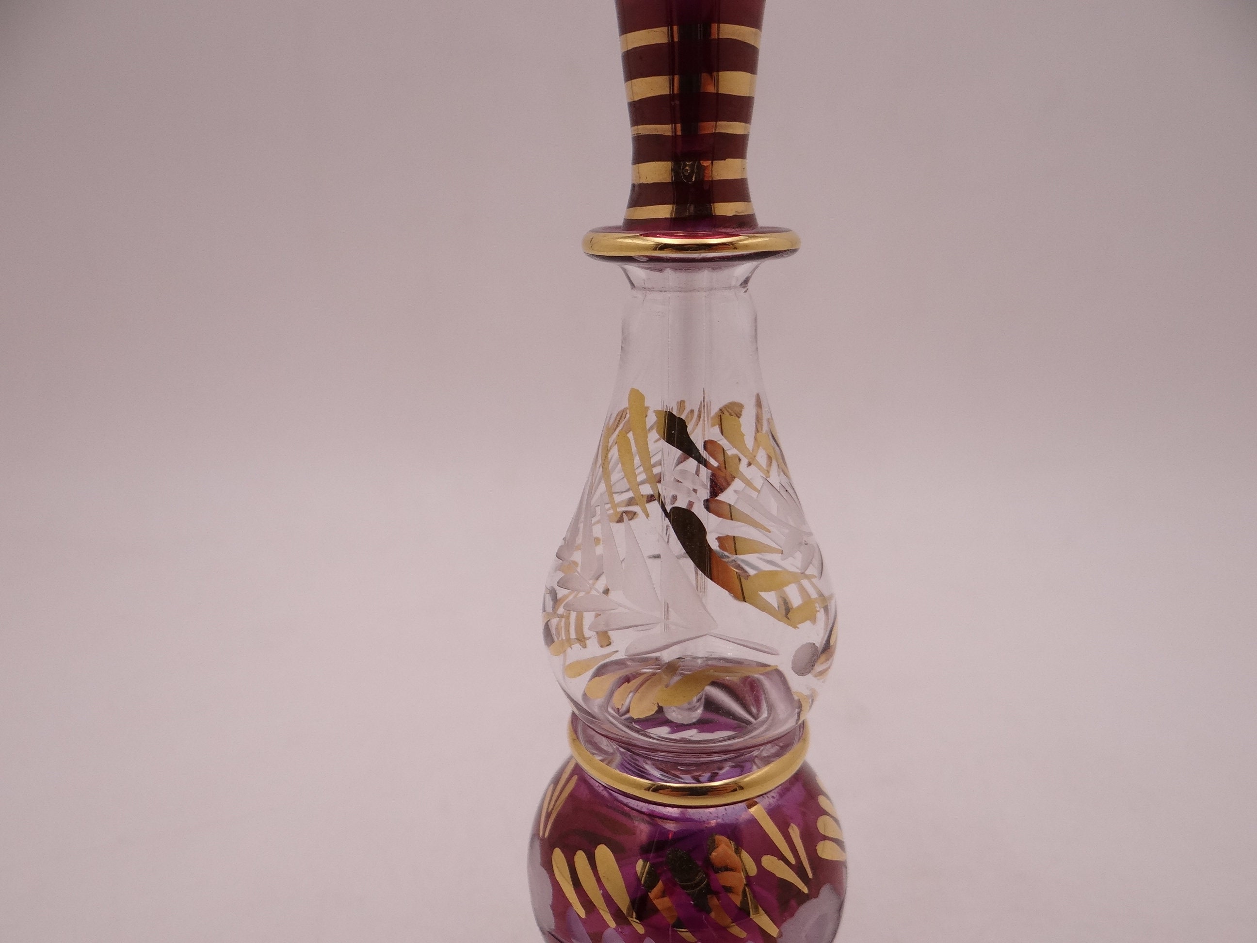 Vintage French Red and Gold Crystal Tall Perfume Bottle | Etsy