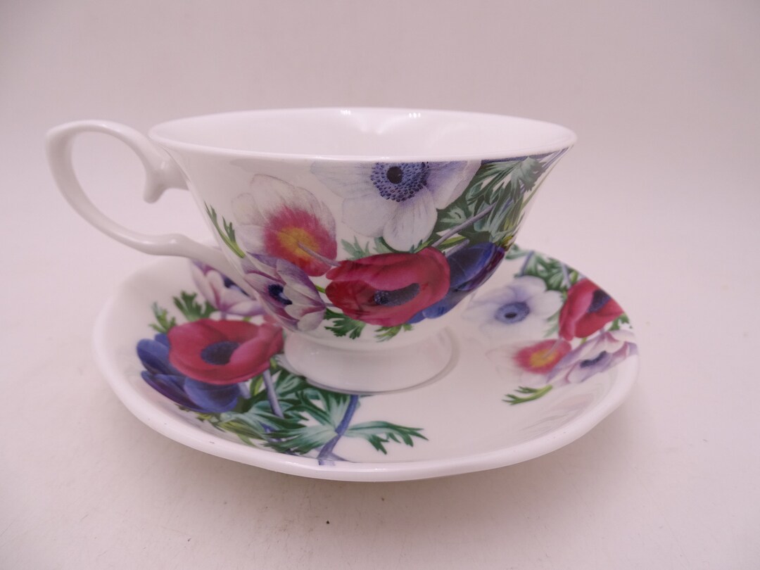 Vintage Stechcol Poppy Large Teacup and Saucer Set Colorful Tea Cup - Etsy