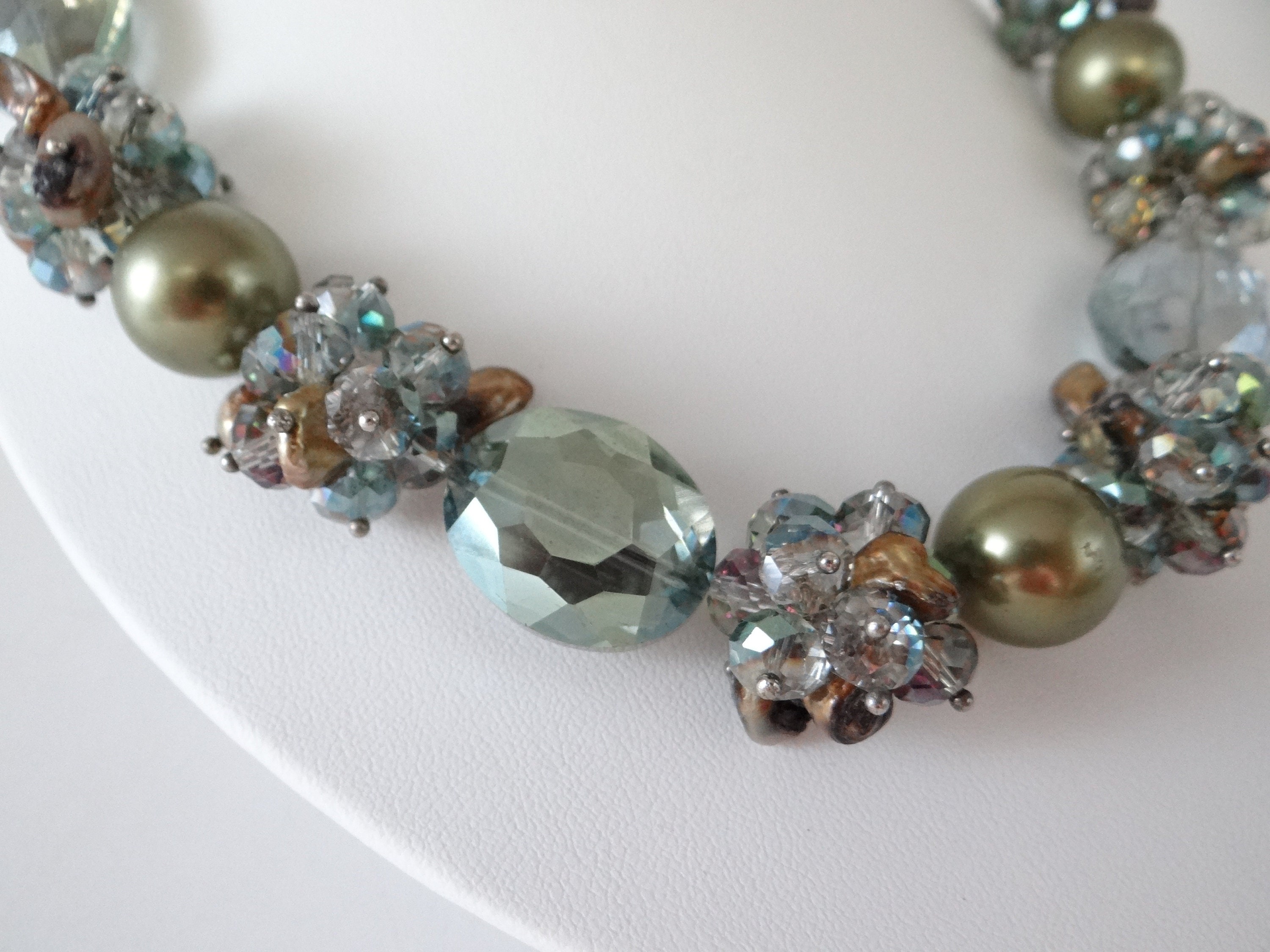 Shades of Gray and Blue Beaded Necklace Sparkling Vintage | Etsy