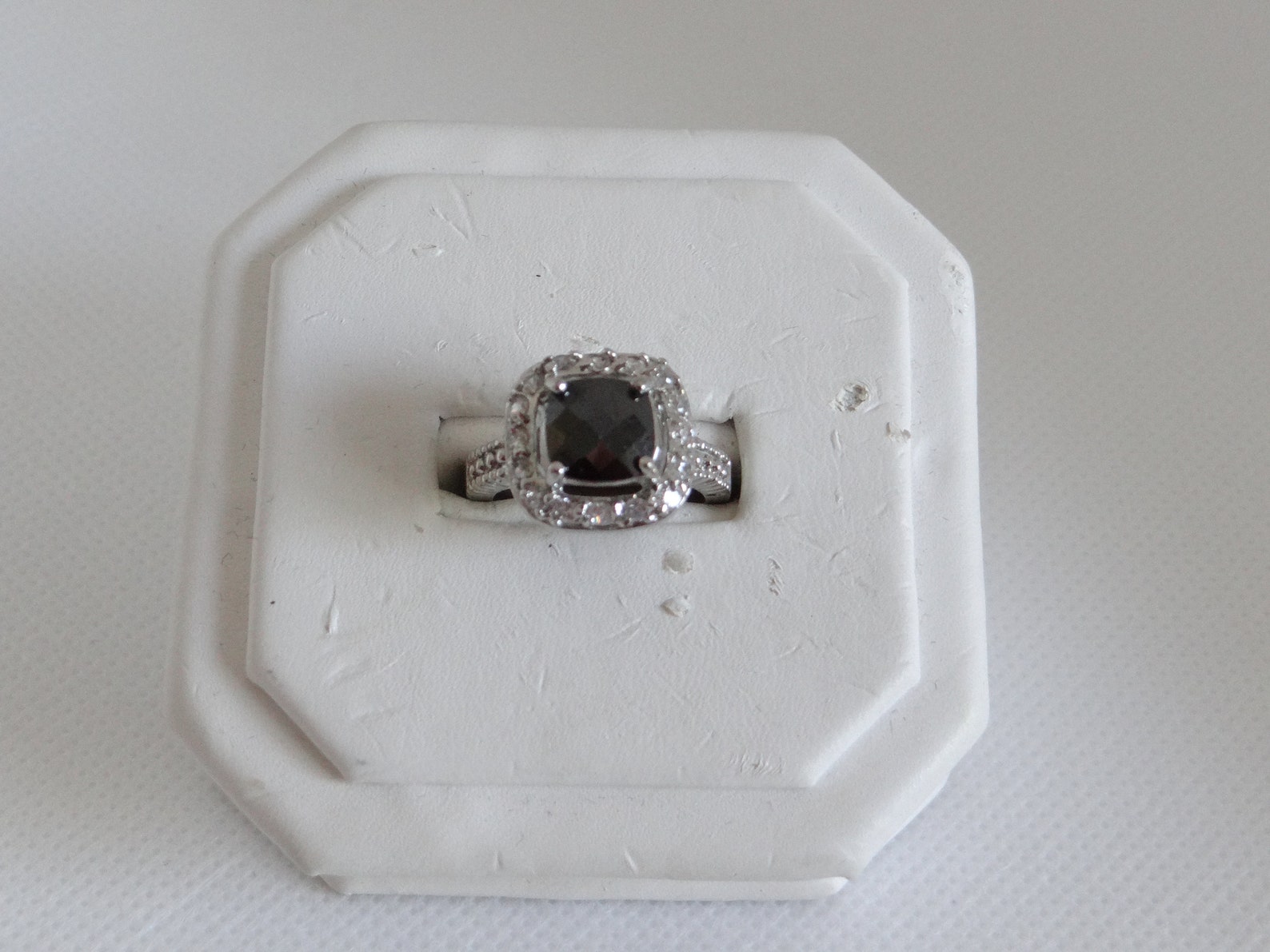 Black Faceted Square Rhinestone Ring on a Silver Tone Setting | Etsy