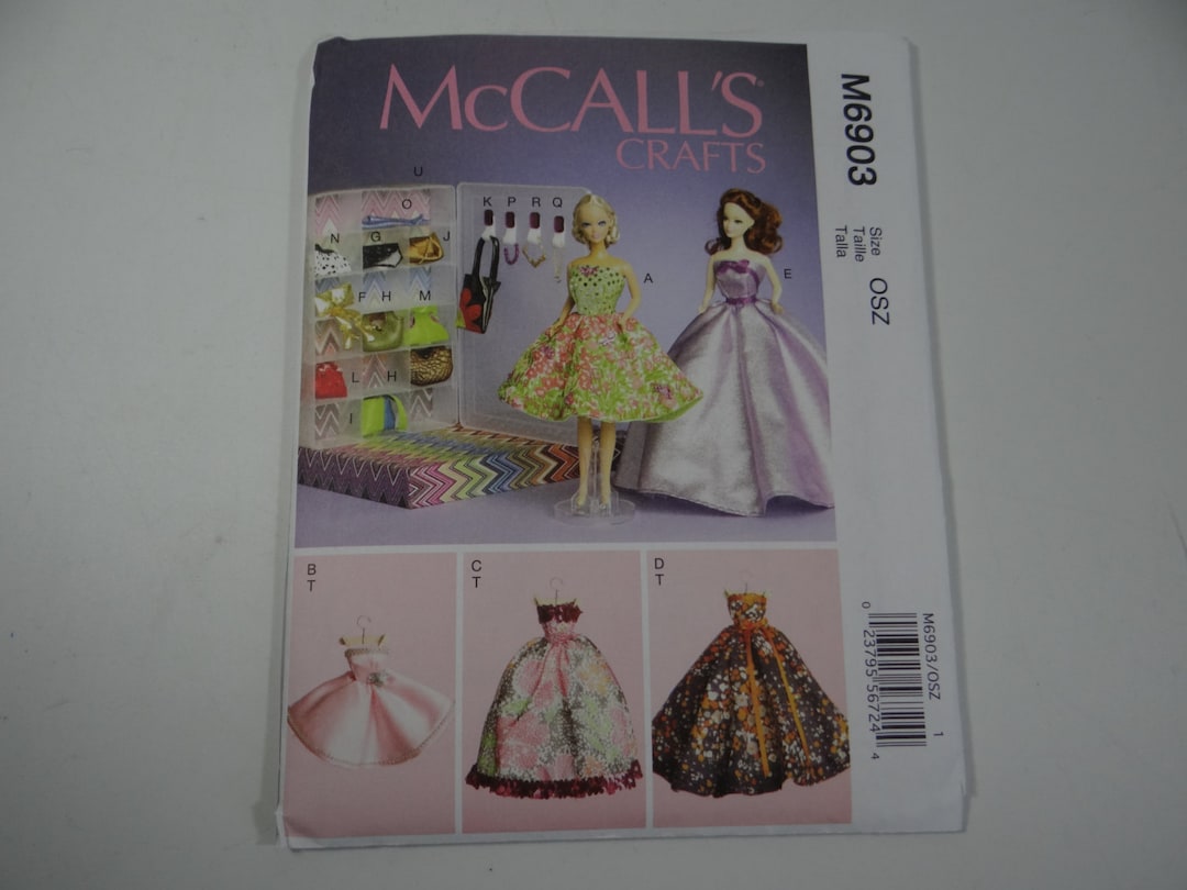 New Uncut FF Mccall's 6903 Pattern Fashion Doll Closet Dress and ...