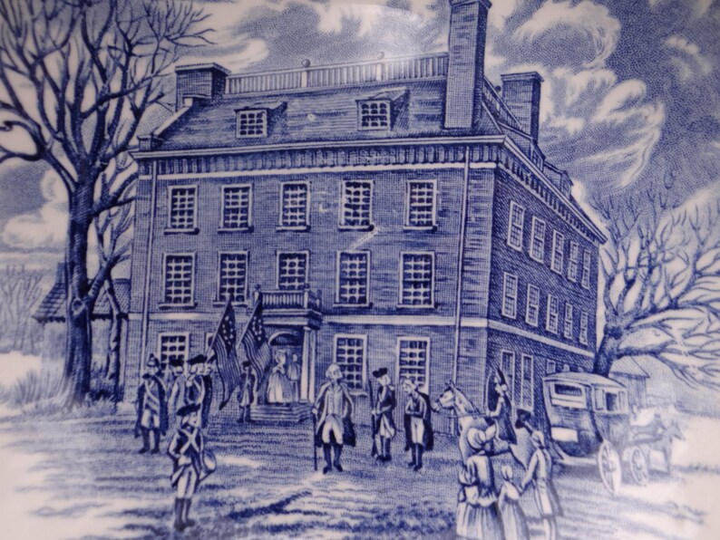 Vintage Liberty Blue Historic Colonial Scenes Blue and White - Etsy