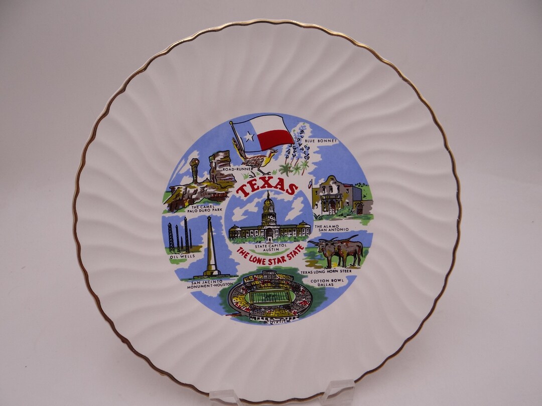 1950s Vintage Texas the Lone Star State Souvenir Plate - Etsy