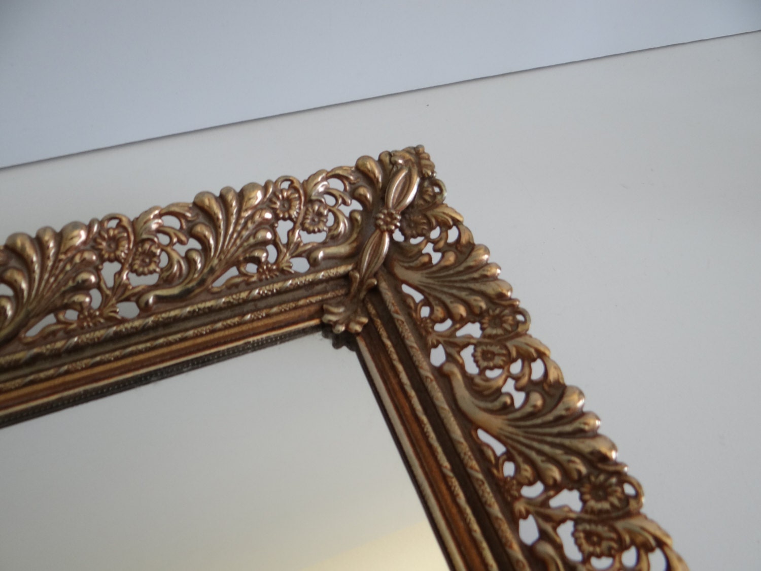 Large Mirrored Vanity Tray With Gold Tone Scalloped Filigree | Etsy