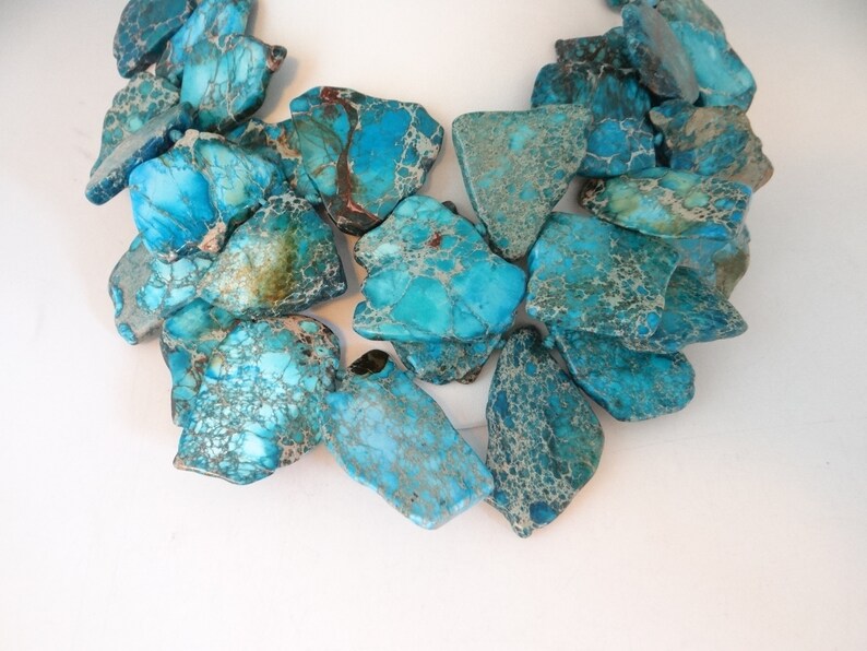 Vintage Turquoise Blue Bead Hand Knotted Chunky Necklace - Etsy