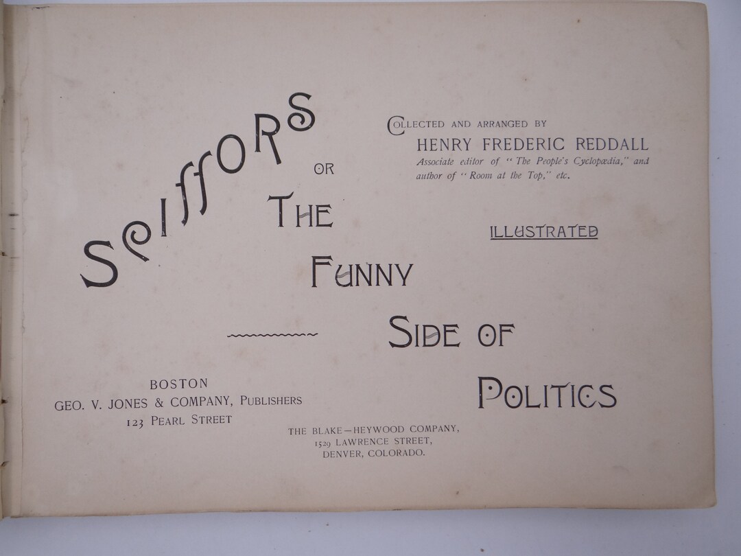 Very Rare 1889 Hardcover Illustrated Political Humor Book "scissors or ...