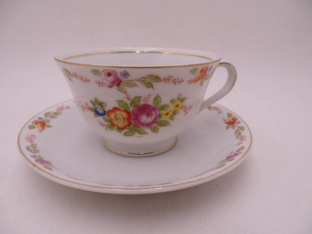 Vintage Sone Purple Rose Floral Bouquet Teacup and Saucer Set Pretty ...