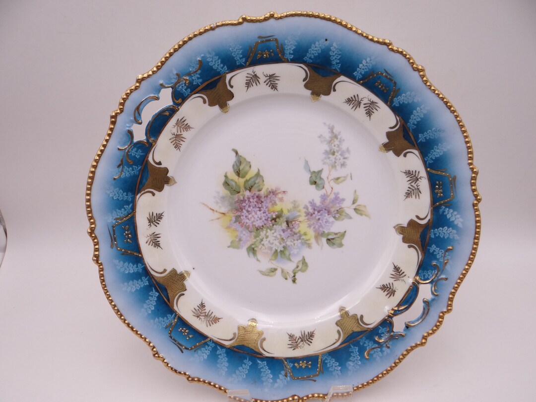 Stunning Vintage German Blue Floral Cake or Serving Plate - Etsy