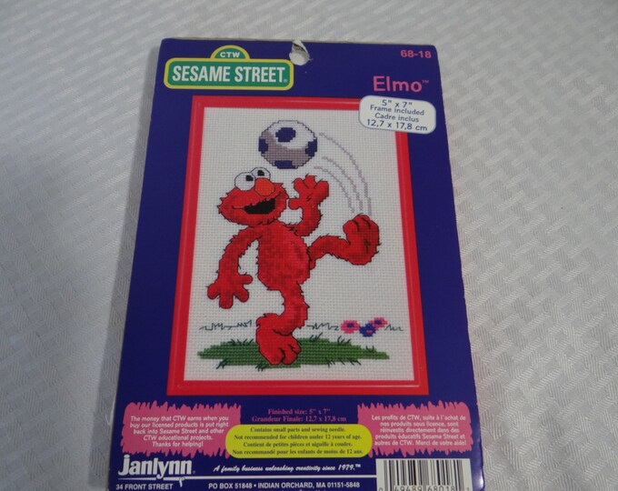 Janlynn Sesame Street Elmo Playing Soccer Counted Cross Stitch Pattern ...
