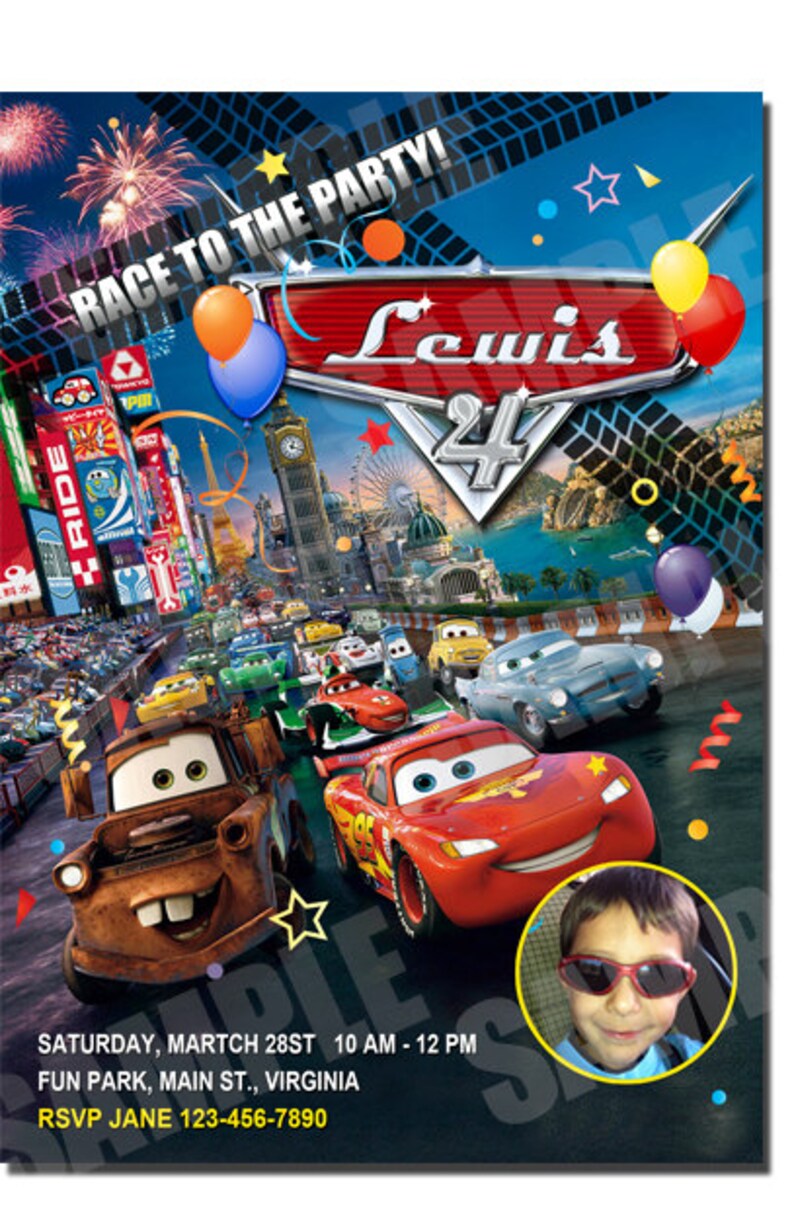 Disney Pixar Cars 2 Invitation Printable Birthday Party Invitation - Etsy