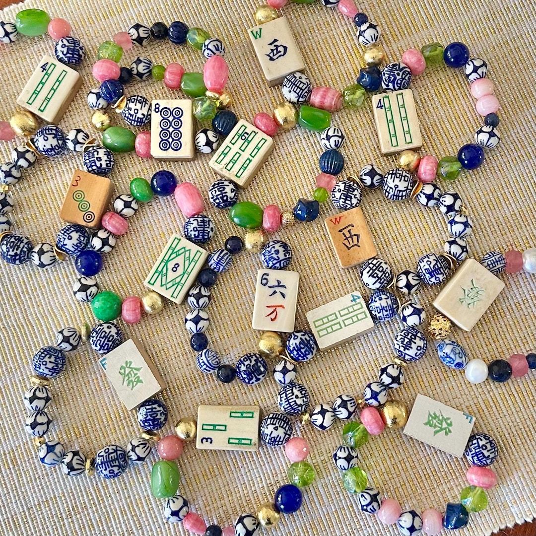 Mahjong Bracelet, Vintage Mahjong Tile Beaded Bracelet ...