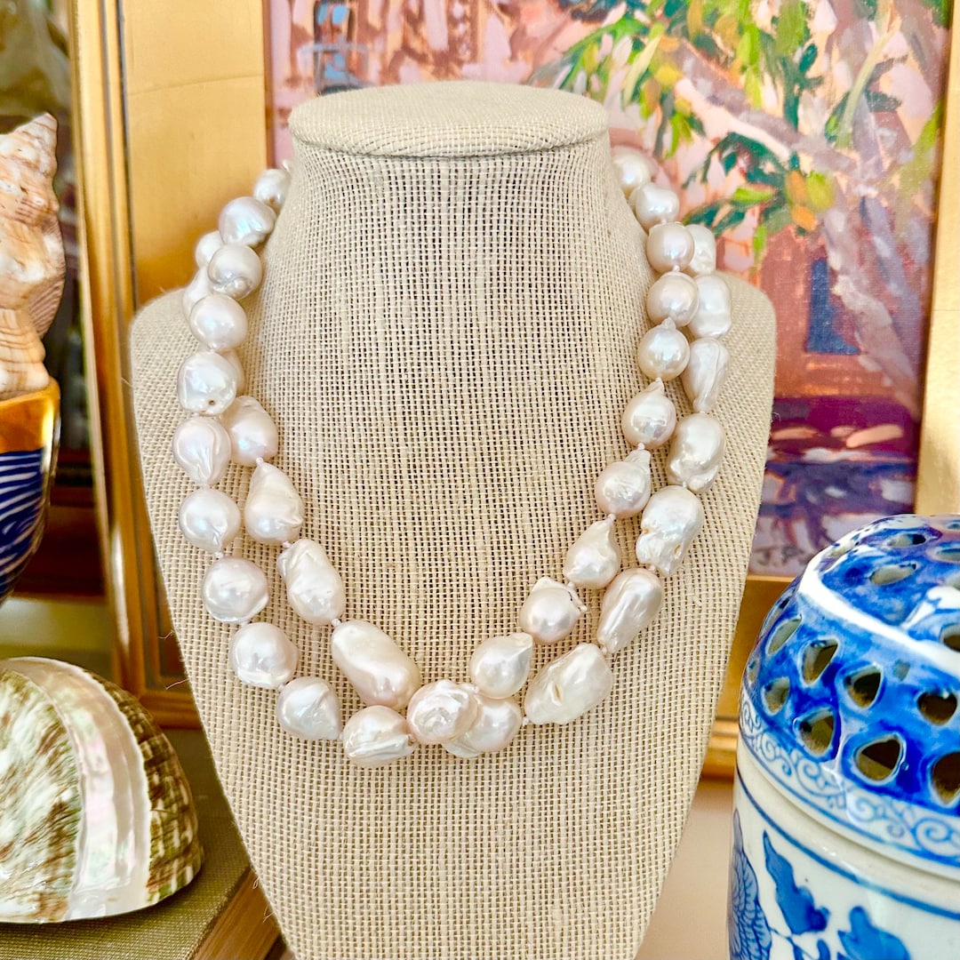 Baroque Pearl Necklace. the New Layering Favorite, Hand Knotted Very ...