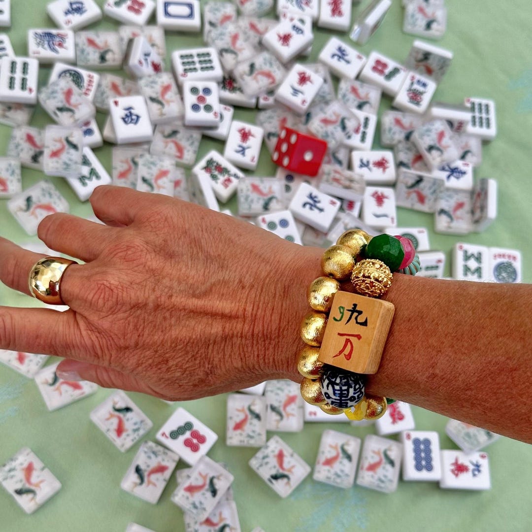 Mahjong Bracelet, Bone and Bamboo, Wood, Bamboo or Bakelite Mahjong ...