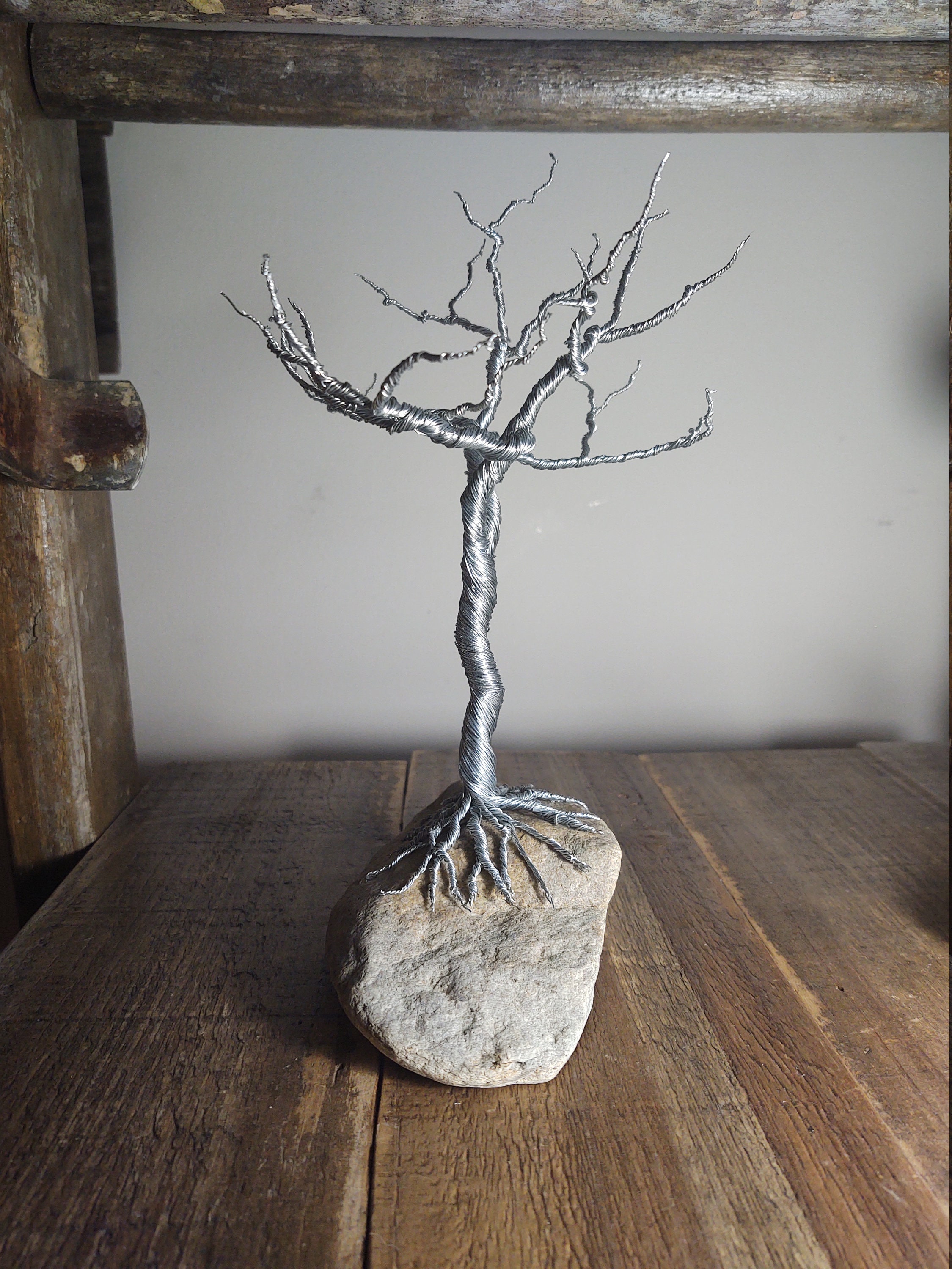 Twisted Wire Tree on River Stone - Etsy UK