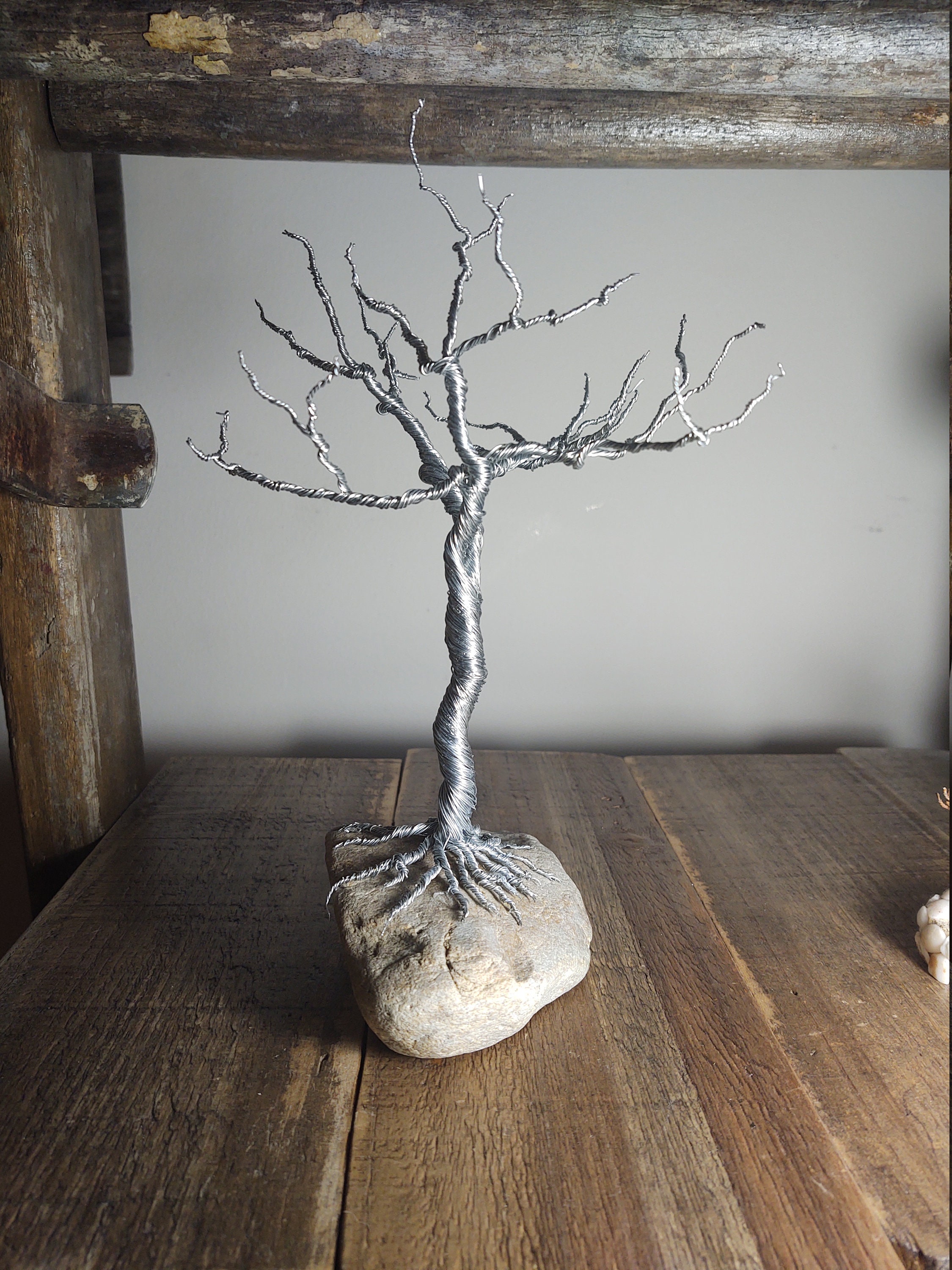 Twisted Wire Tree on River Stone - Etsy UK