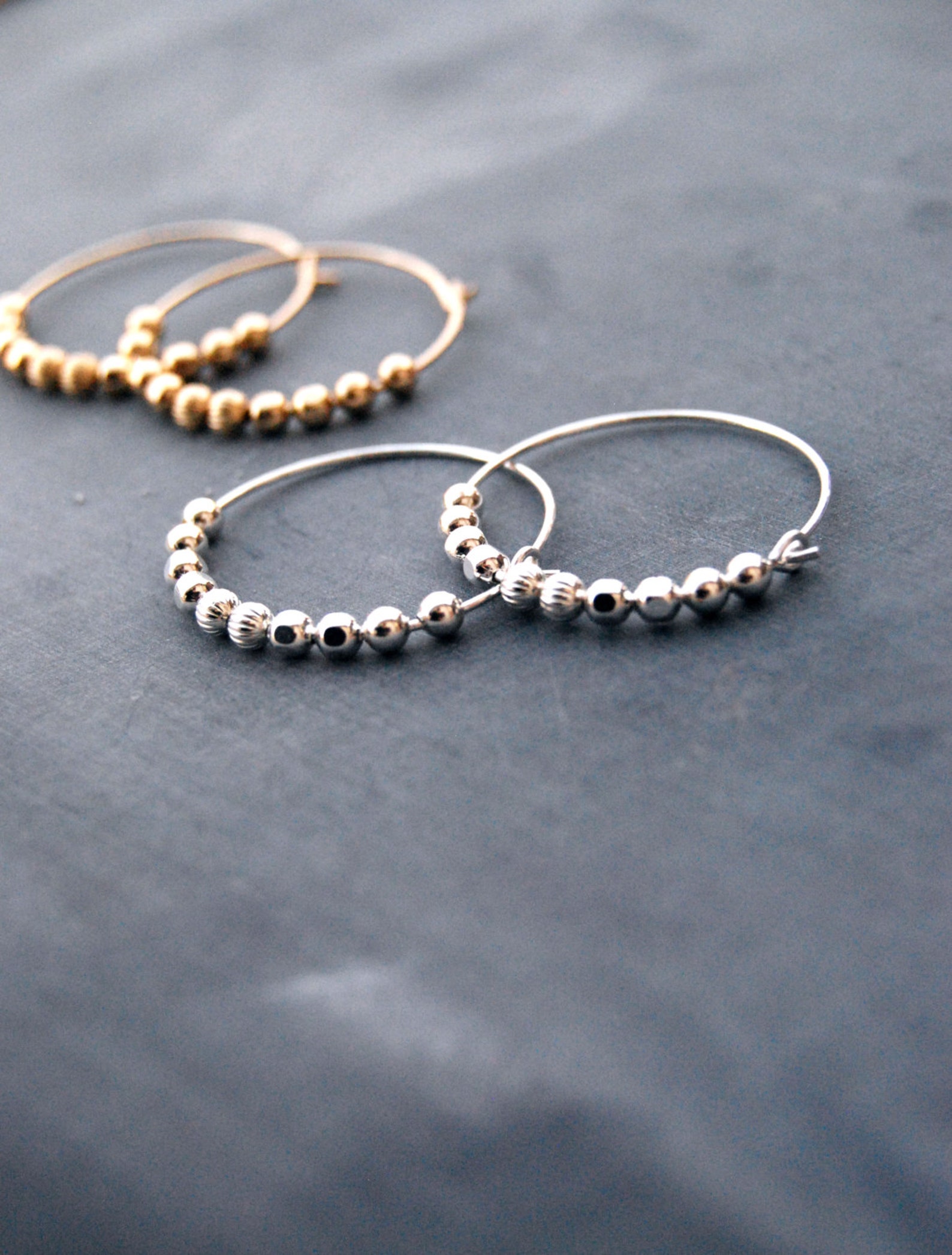 Ricochet... Gold or Silver Ball Hoop Earrings / 14k Gold - Etsy