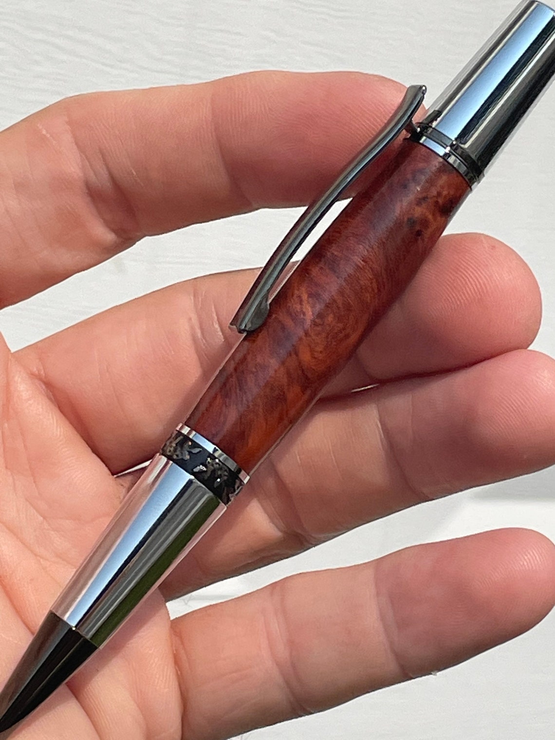 Amboyna Burl Handmade Wood Rare Elegant Black titanium Pen | Etsy